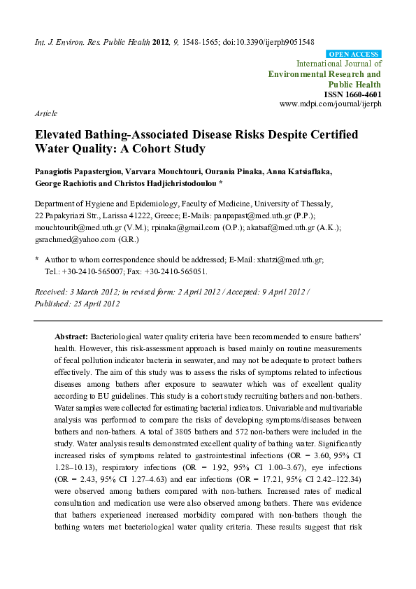 (PDF) Bather Health Risks Despite Compliant Seawater Quality