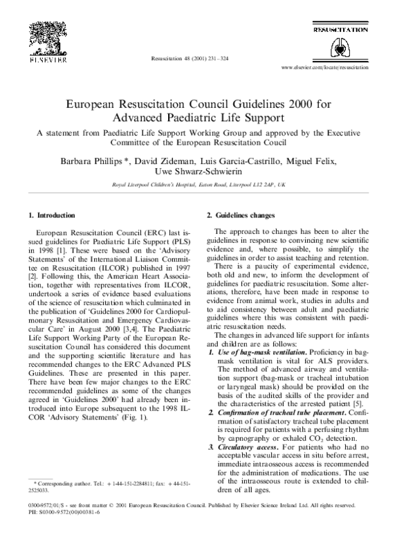 (PDF) European Resuscitation Council Guidelines 2000 for Advanced ...