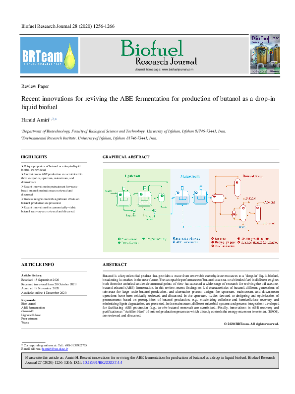 (PDF) Recent innovations for reviving the ABE fermentation for ...