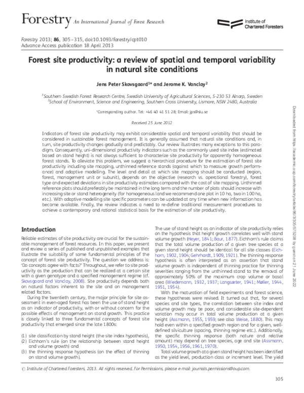 (PDF) Forest site productivity: a review of spatial and temporal ...