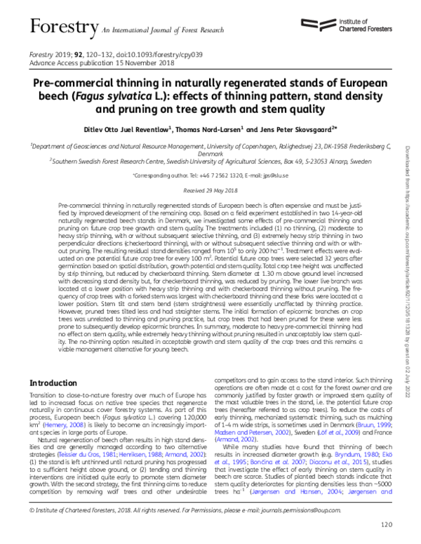 (PDF) Pre-commercial thinning in naturally regenerated stands of ...