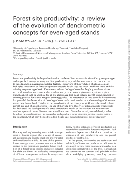 (PDF) Forest site productivity: a review of the evolution of ...
