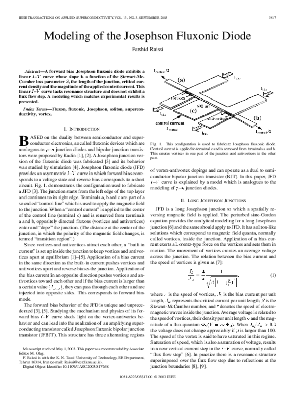 (PDF) Modeling of the josephson fluxonic diode