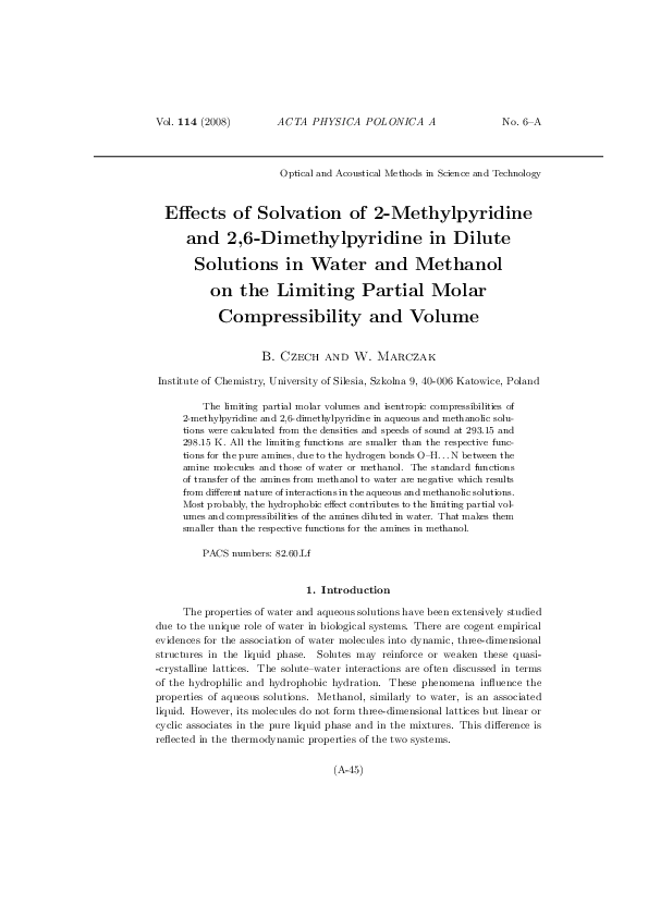 (PDF) Effects of Solvation of 2-Methylpyridine and 2,6-Dimethylpyridine ...