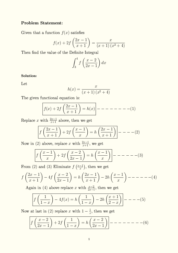 (PDF) Definite Integral involving Functional Equation | Ekaveera Kumar ...