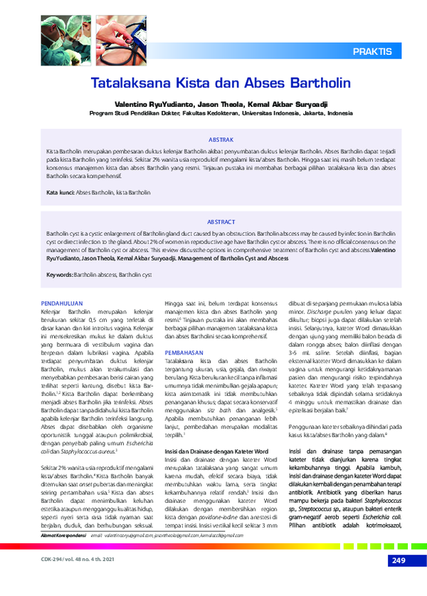 (PDF) Tatalaksana Kista dan Abses Bartholin