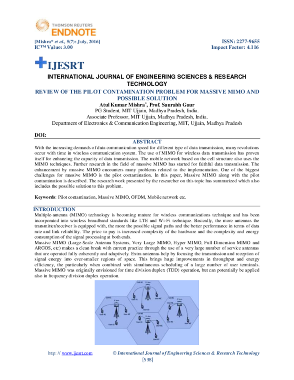 (PDF) Review Of The Pilot Contamination Problem For Massive Mimo And ...