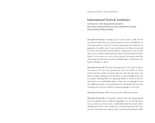 (PDF) International Festival Aesthetics An Interview with Alexander ...