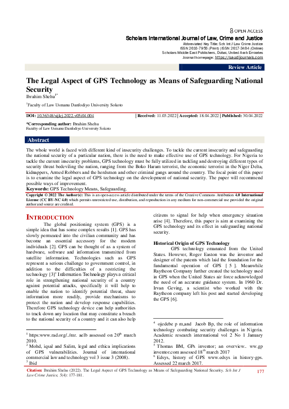 (PDF) The Legal Aspect of GPS Technology as Means of Safeguarding ...