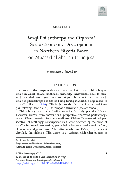(PDF) Waqf Philanthropy and Orphans’ Socio-Economic Development in Northern Nigeria Based on ...