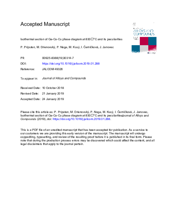 (PDF) Isothermal section of Ga-Co-Cu phase diagram at 830 °C and its ...