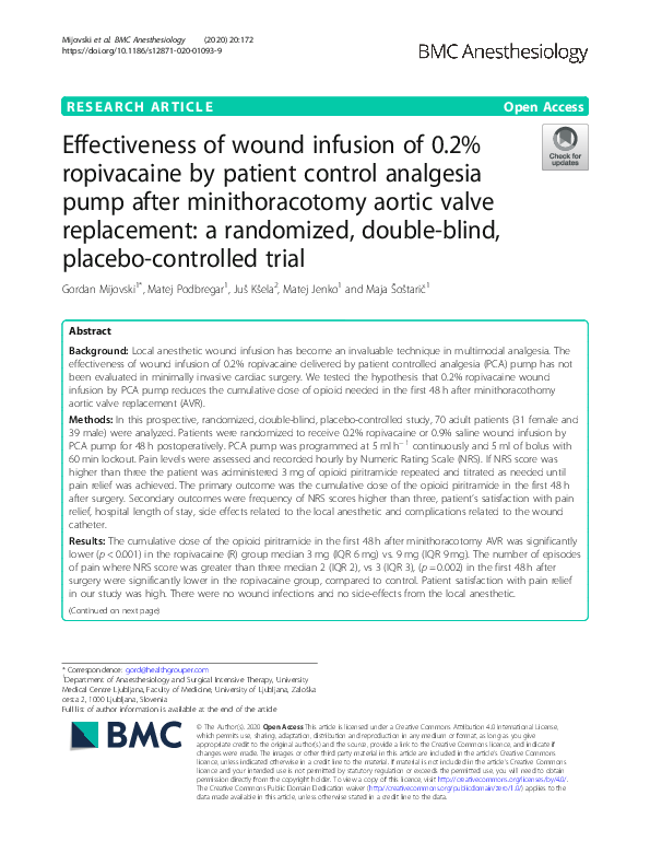(PDF) Effectiveness of wound infusion of 0.2% ropivacaine by patient ...