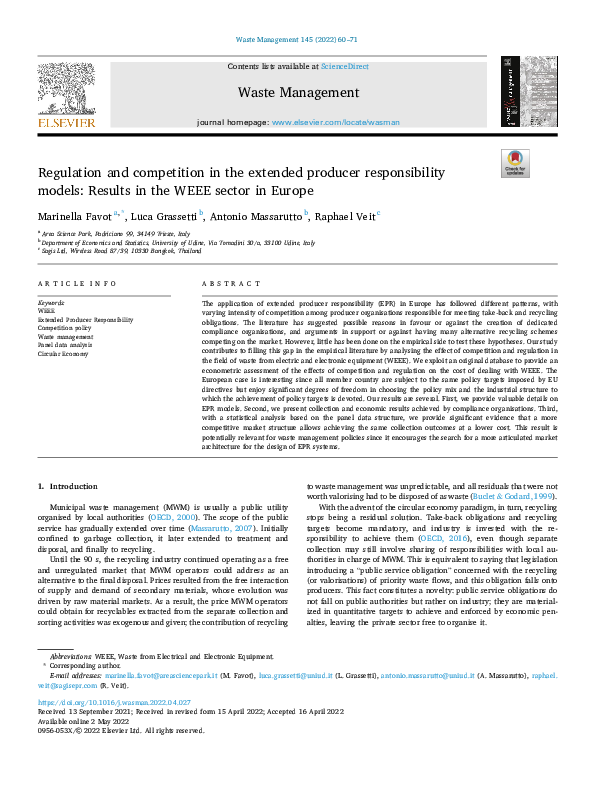(PDF) Regulation and competition in the extended producer ...
