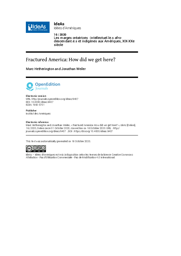 (PDF) Fractured America: How did we get here?