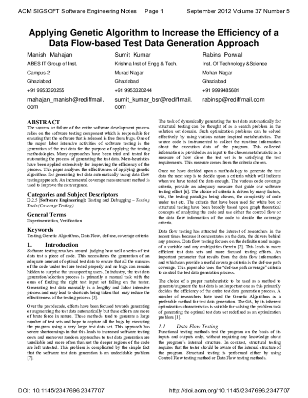 (PDF) Applying genetic algorithm to increase the efficiency of a data ...