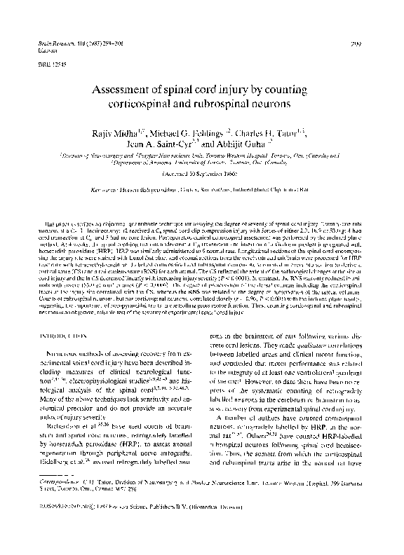(PDF) Assessment of spinal cord injury by counting corticospinal and ...