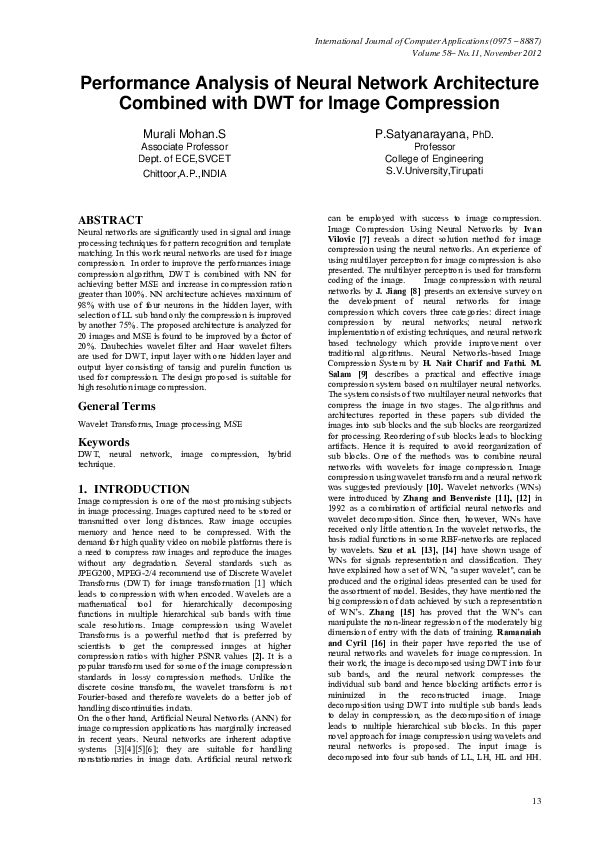 (PDF) Performance Analysis of Neural Network Architecture Combined with ...