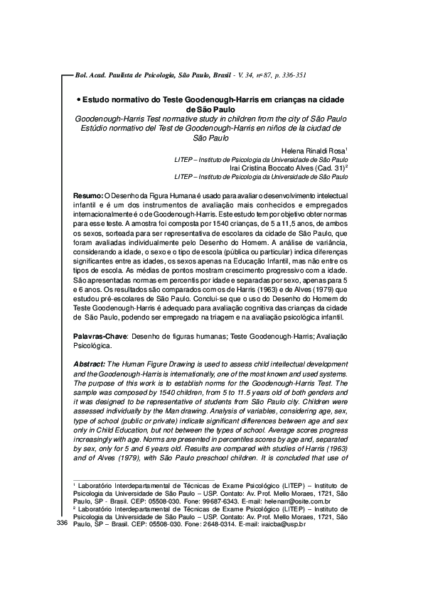 (PDF) Goodenough-Harris Test normative study in children from the city ...