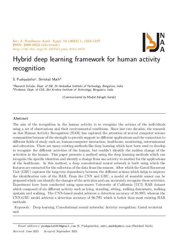 (PDF) Hybrid deep learning framework for human activity recognition