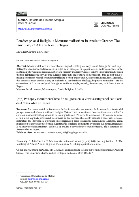 (PDF) Landscape and Religious Monumentalisation in Ancient Greece: The ...
