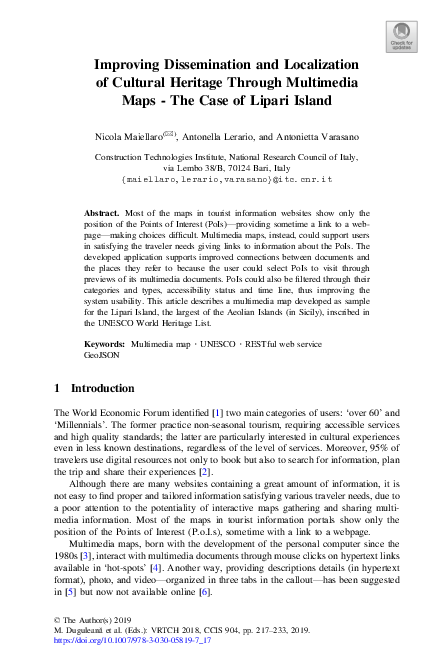 (PDF) Improving Dissemination and Localization of Cultural Heritage Through Multimedia Maps ...