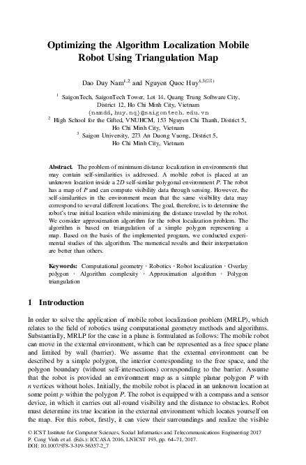(PDF) Optimizing the Algorithm Localization Mobile Robot Using Triangulation Map