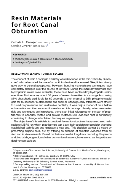 (PDF) Resin Materials for Root Canal Obturation
