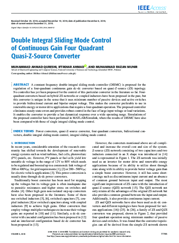 (PDF) Double Integral Sliding Mode Control of Continuous Gain Four ...