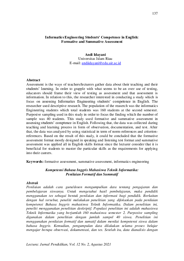 (PDF) Informatics Engineering Students’ Competence in English ...