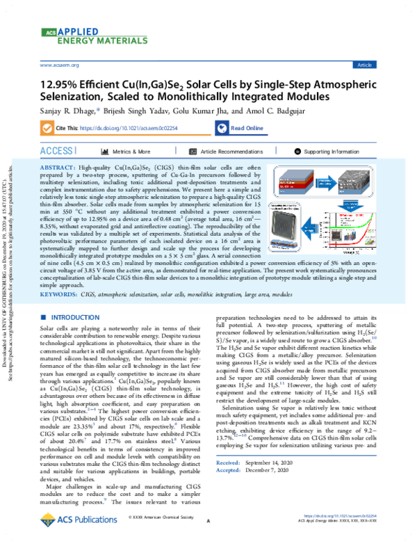 (PDF) 12.95% Efficient Cu(In,Ga)Se2 Solar Cells by Single-Step ...