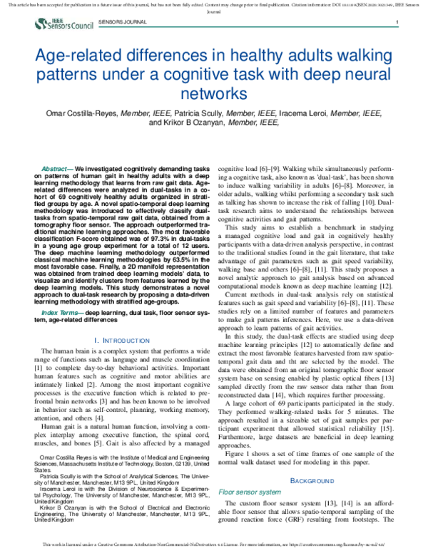 Pdf Age Related Differences In Healthy Adults Walking Patterns Under A Cognitive Task With