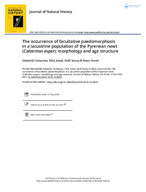 (PDF) The occurrence of facultative paedomorphosis in a lacustrine ...