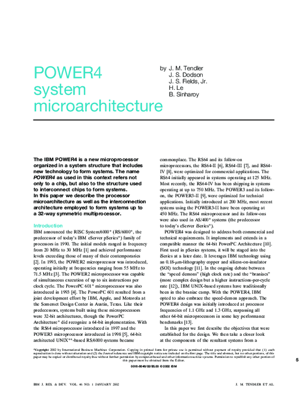 (PDF) POWER4 system microarchitecture