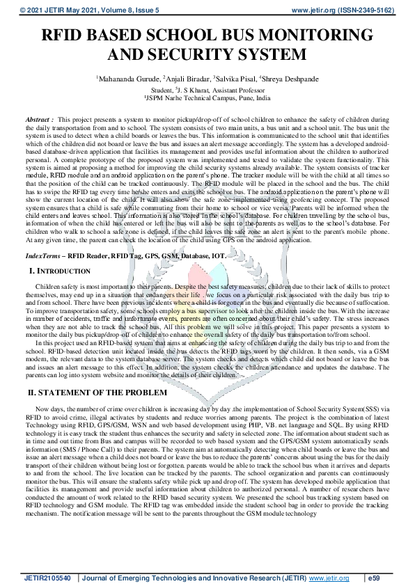 (PDF) Rfid Based School Bus Monitoring and Security System