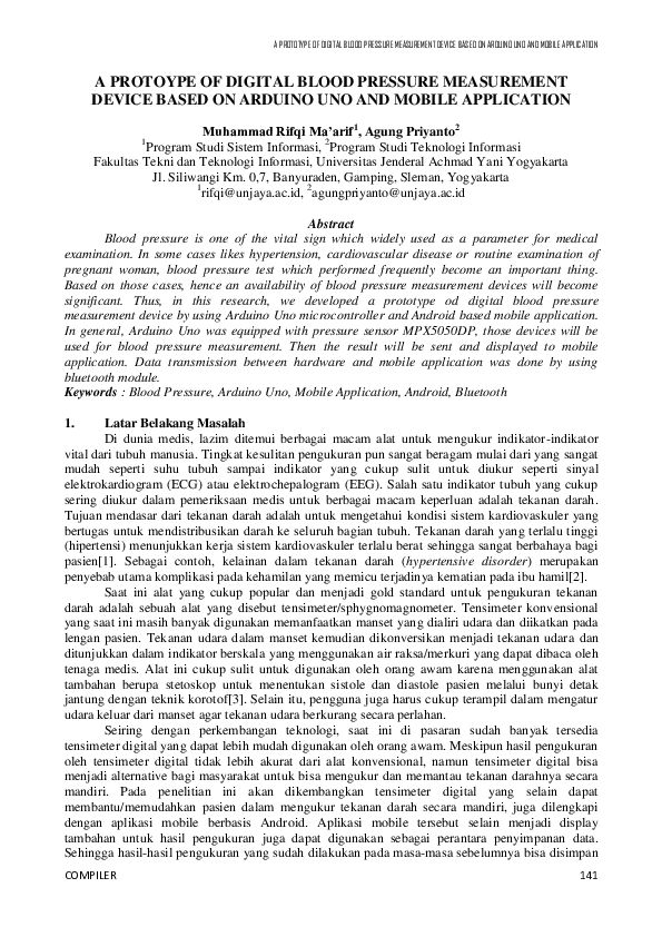 (PDF) A Protoype of Digital Blood Pressure Measurement Device Based on ...