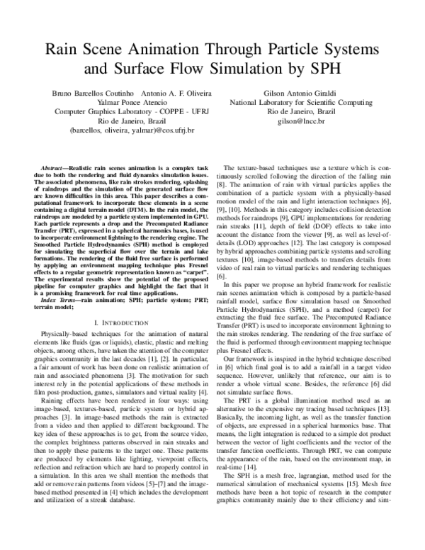 (PDF) Rain Scene Animation through Particle Systems and Surface Flow Simulation by SPH