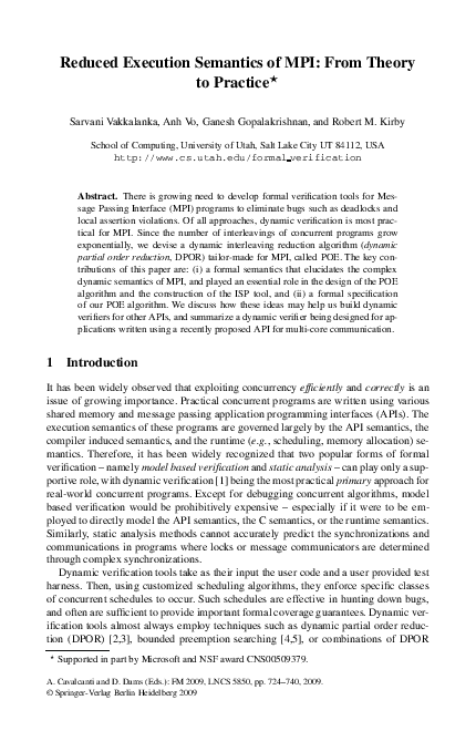 Pdf Reduced Execution Semantics Of Mpi From Theory To Practice 4006