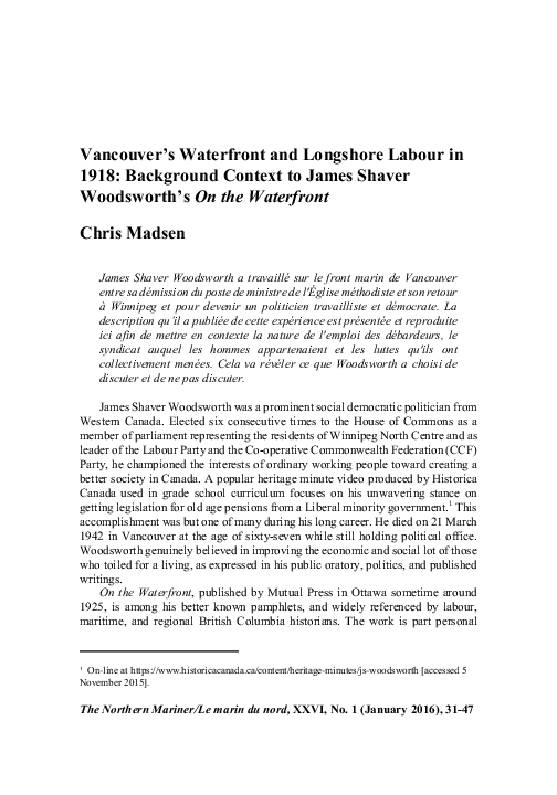 (PDF) Vancouver’s Waterfront and Longshore Labour in 1918: Background ...
