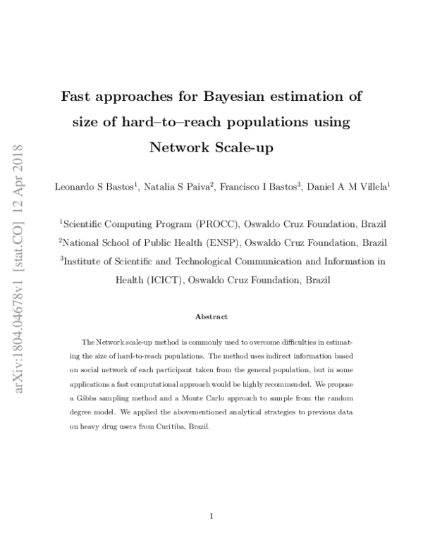 (PDF) Fast approaches for Bayesian estimation of size of hard-to-reach populations using Network ...