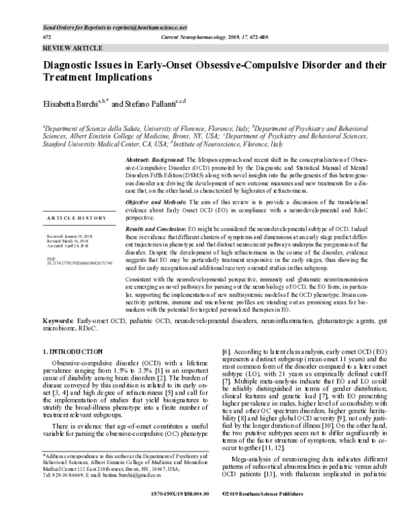 (PDF) Diagnostic Issues in Early-Onset Obsessive-Compulsive Disorder ...