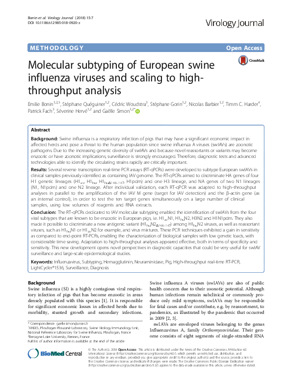 (PDF) Molecular subtyping of European swine influenza viruses and ...