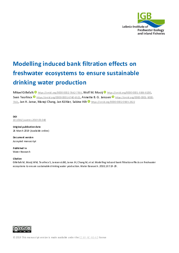 (PDF) Modelling induced bank filtration effects on freshwater ...