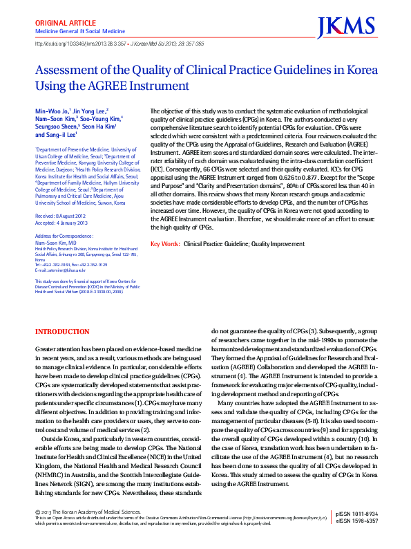 (PDF) Assessment of the Quality of Clinical Practice Guidelines in ...