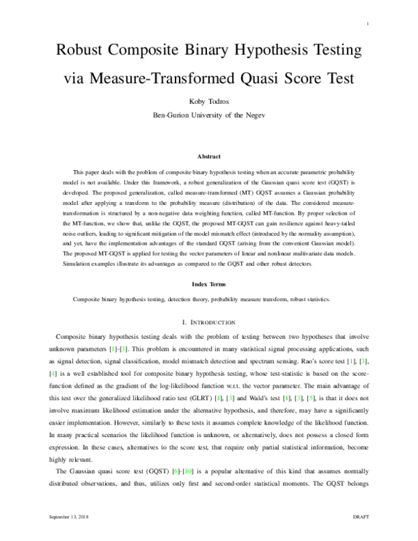 (PDF) Robust composite binary hypothesis testing via measure ...