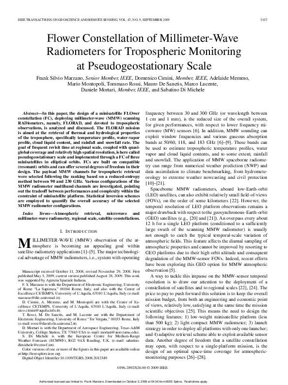 (PDF) Flower Constellation of Millimeter-Wave Radiometers for ...