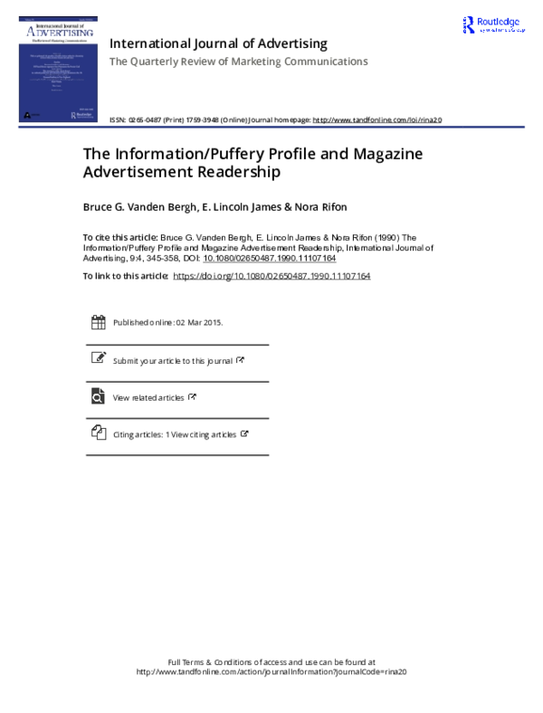 (PDF) The Information/Puffery Profile and Magazine Advertisement Readership