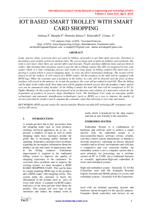 (PDF) IOT BASED SMART TROLLEY WITH SMART CARD SHOPPING