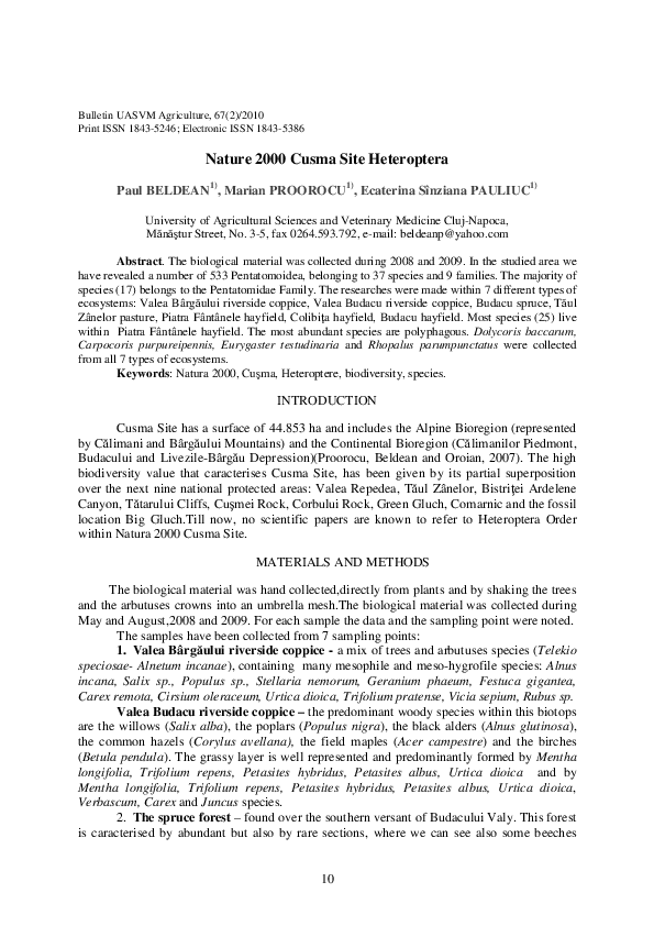 (PDF) Nature 2000 Cusma Site Heteroptera
