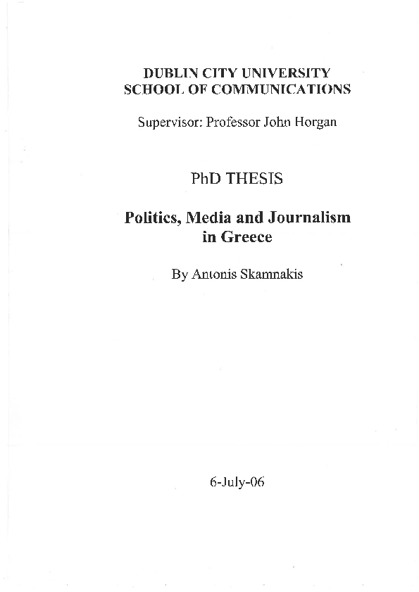 (PDF) Politics, media and journalism in Greece