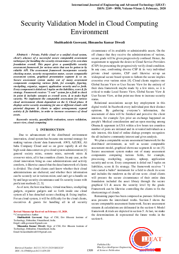 (PDF) Security Validation Model in Cloud Computing Environment